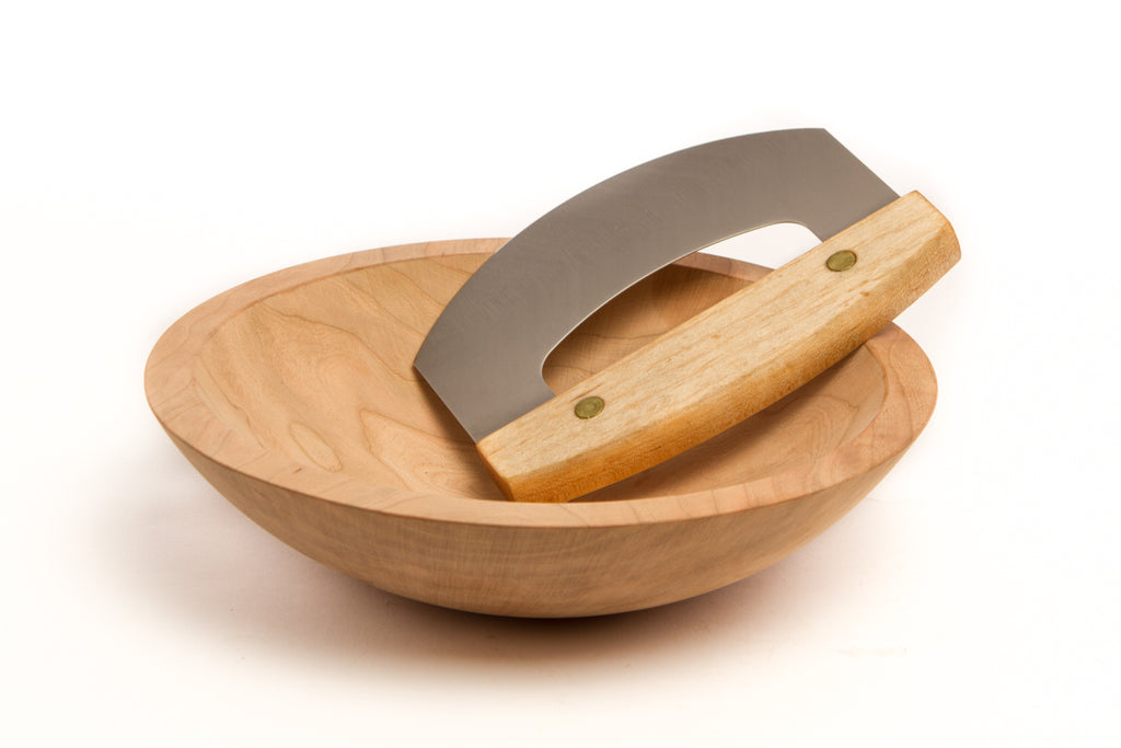 Wood Chopping Bowl and Mezzaluna | NH Bowl and Board | New Hampshire ...